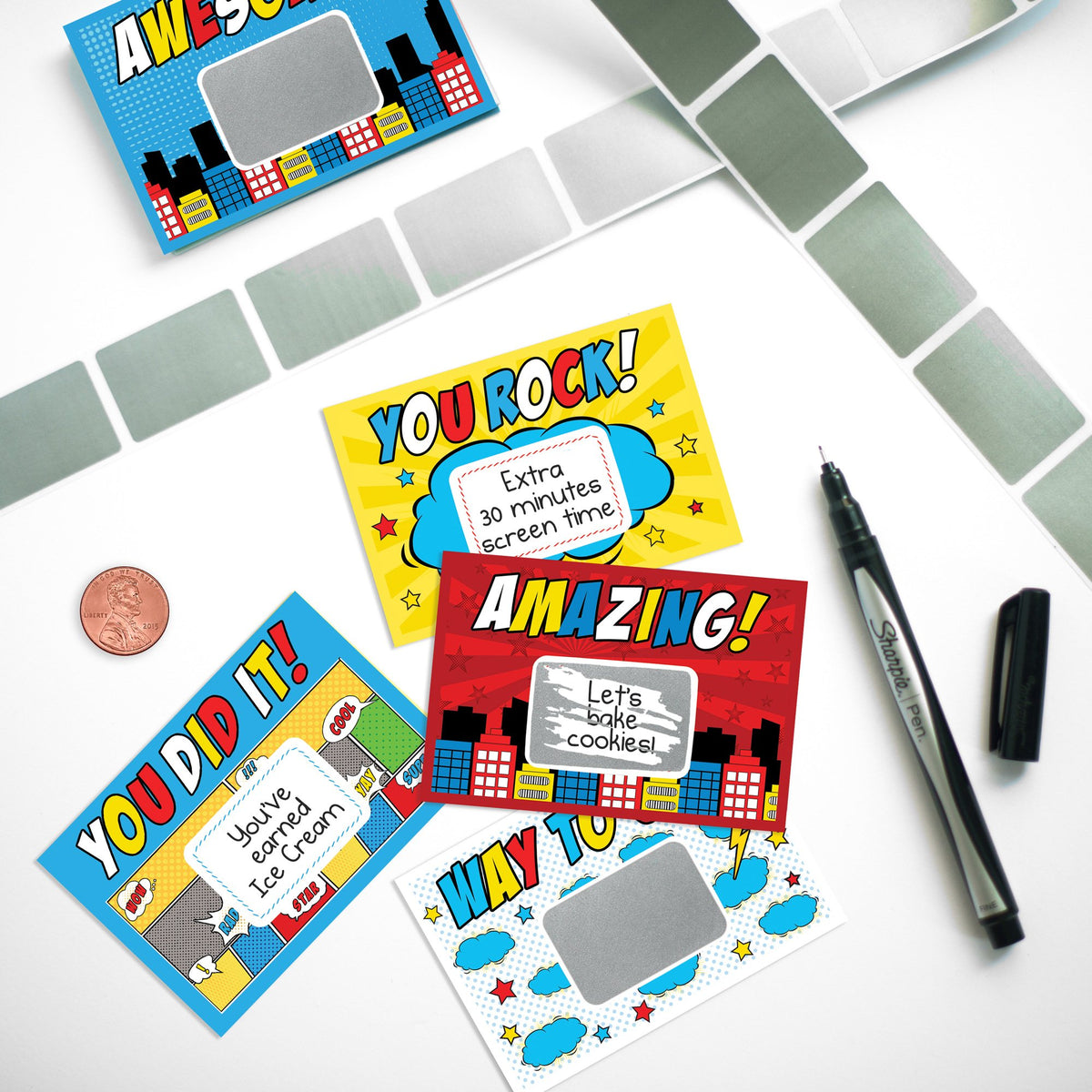 Kids Reward Tickets for Parents - Scratch Off Surprise, Superhero Boy ...
