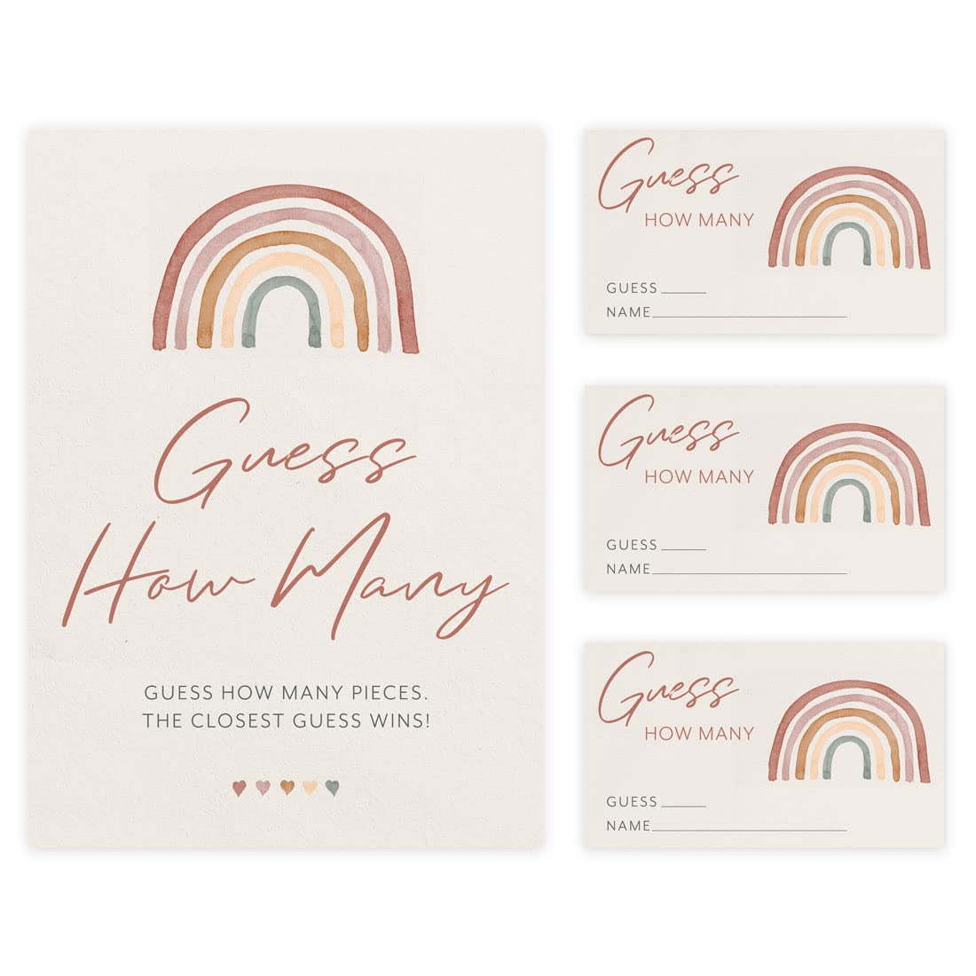 Guess How Many Candy Jar Guessing Game, Boho Rainbow (50 Cards and Sig ...