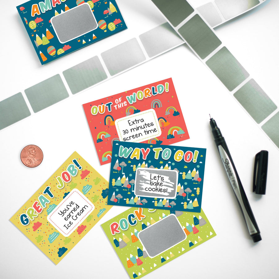 Kids Reward Tickets for Parents - Scratch Off Surprise, 30 Cards, Natu ...